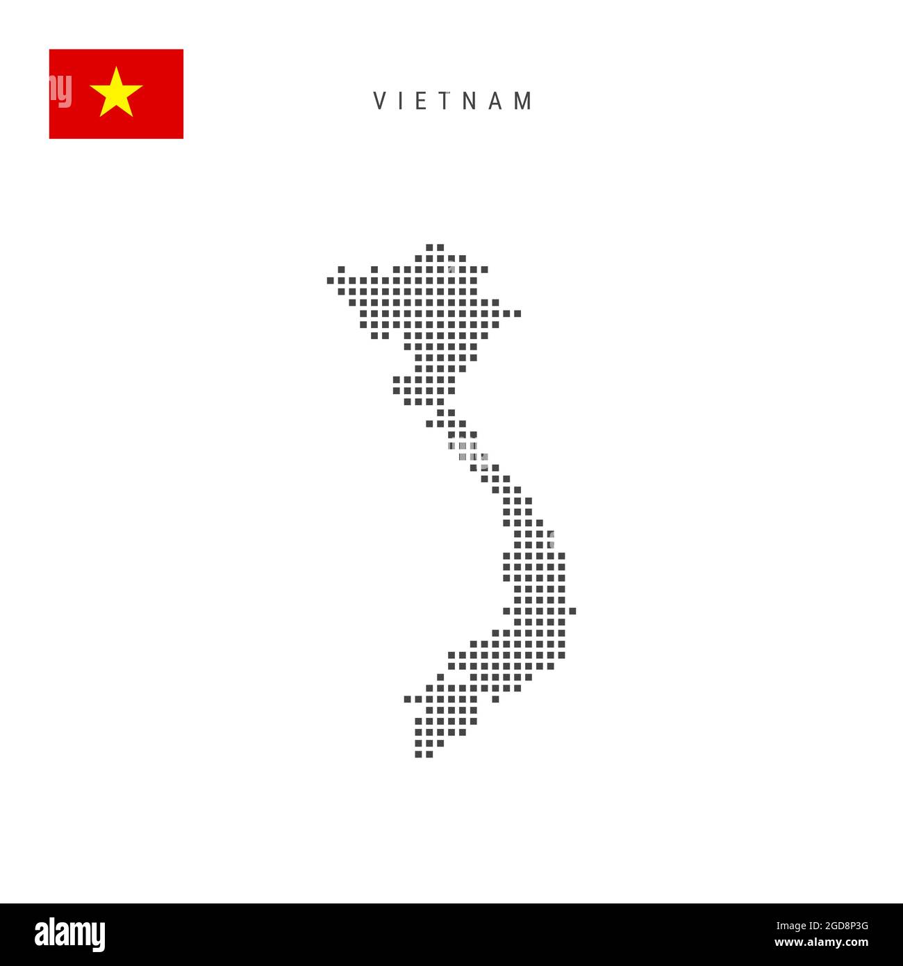 Square dots pattern map of Vietnam. Vietnamese dotted pixel map with ...