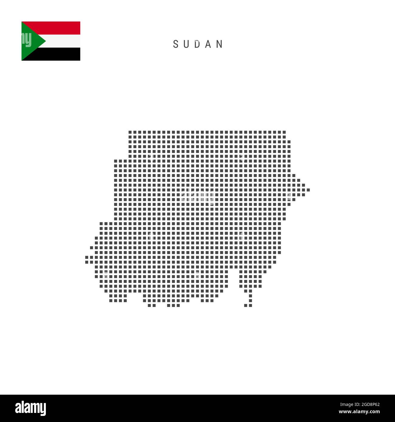 Square dots pattern map of Sudan. Sudanese dotted pixel map with ...
