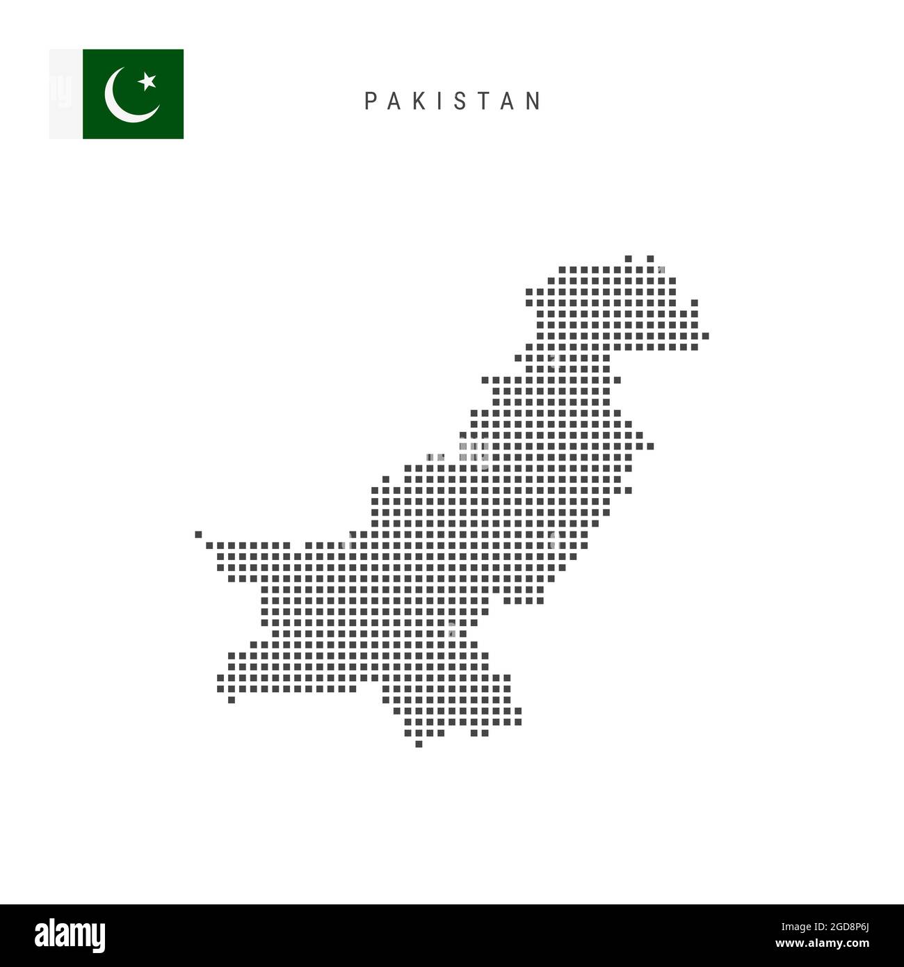 Square dots pattern map of Pakistan. Pakistani dotted pixel map with ...