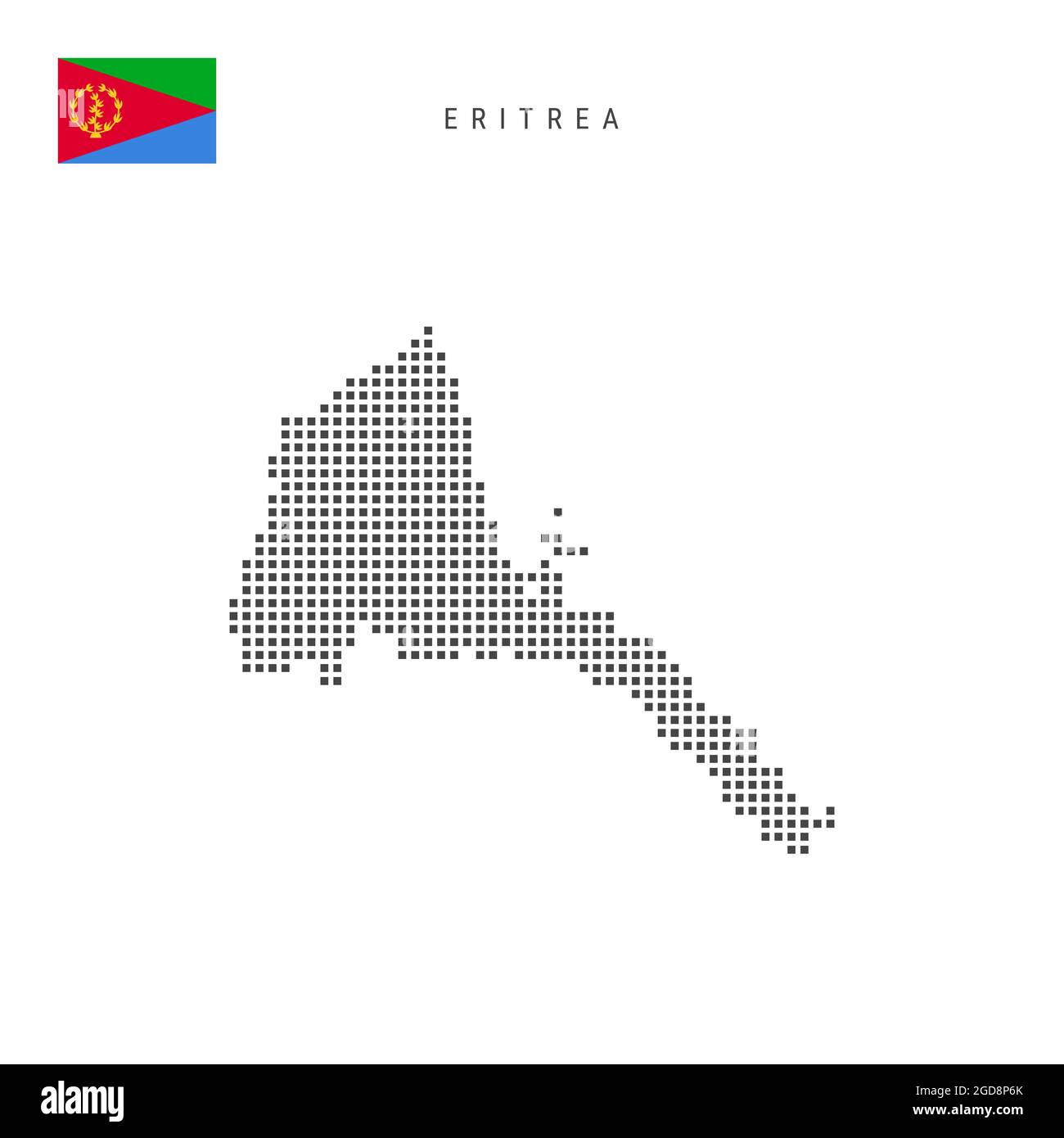 Square dots pattern map of Eritrea. Eritrean dotted pixel map with national flag isolated on ...