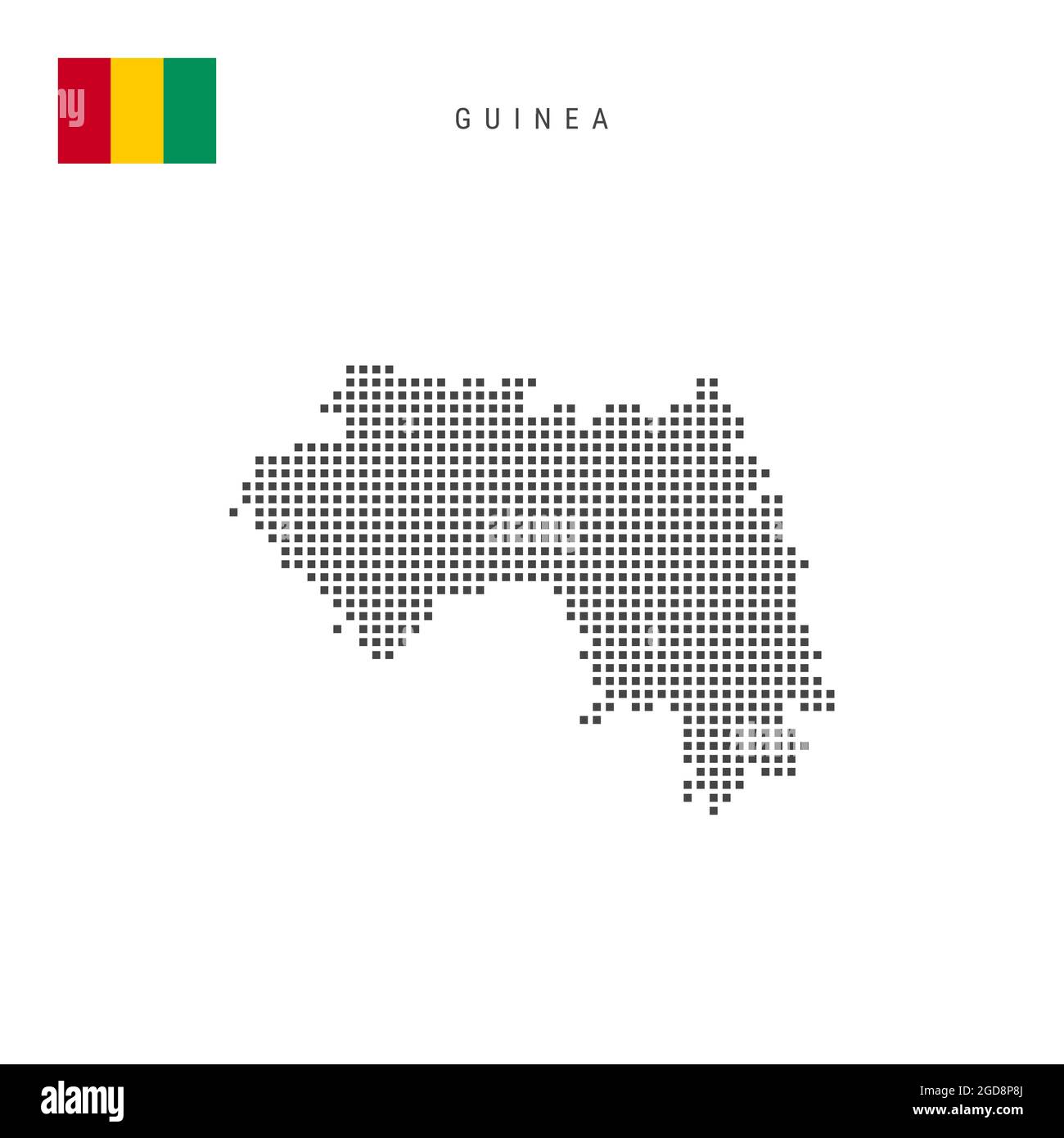 Square dots pattern map of Guinea. Republic of Guinea dotted pixel map ...