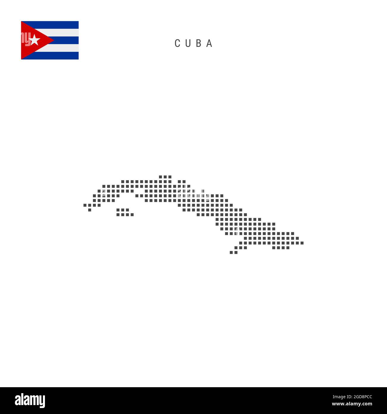 Square dots pattern map of Cuba. Cuban dotted pixel map with national ...