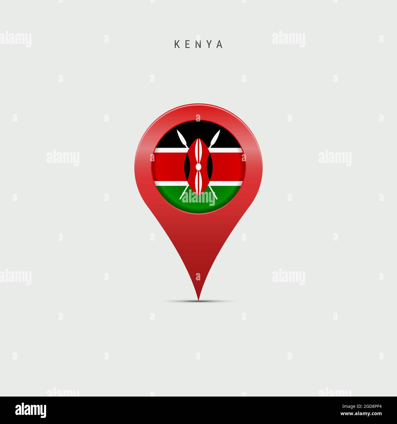 Teardrop map marker with flag of Kenya. Kenyan flag inserted in the ...