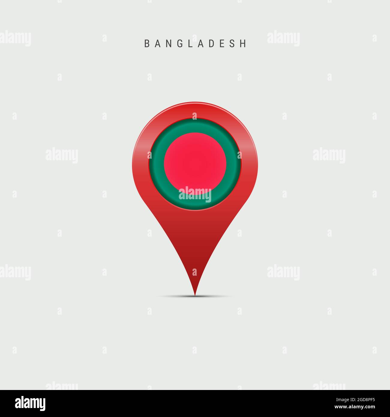 Teardrop map marker with flag of Bangladesh. Bangladeshi flag inserted ...
