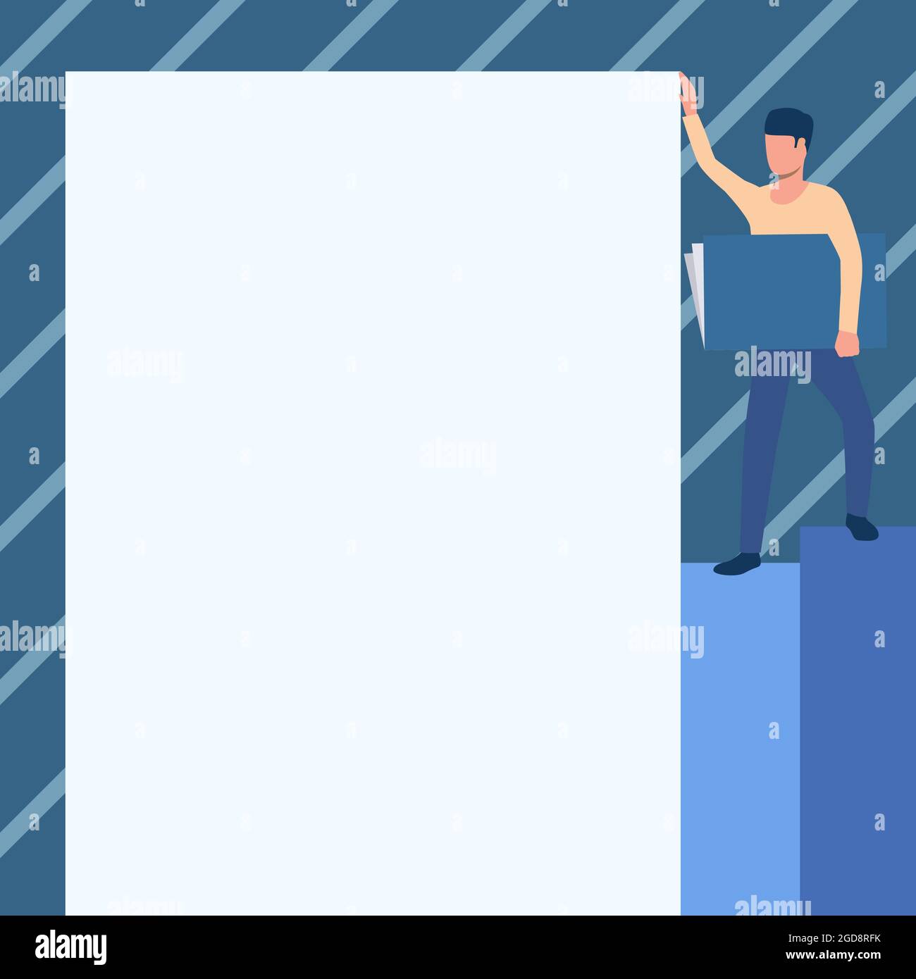 Man Drawing Standing Carrying Large Notebook While Showing Big ...