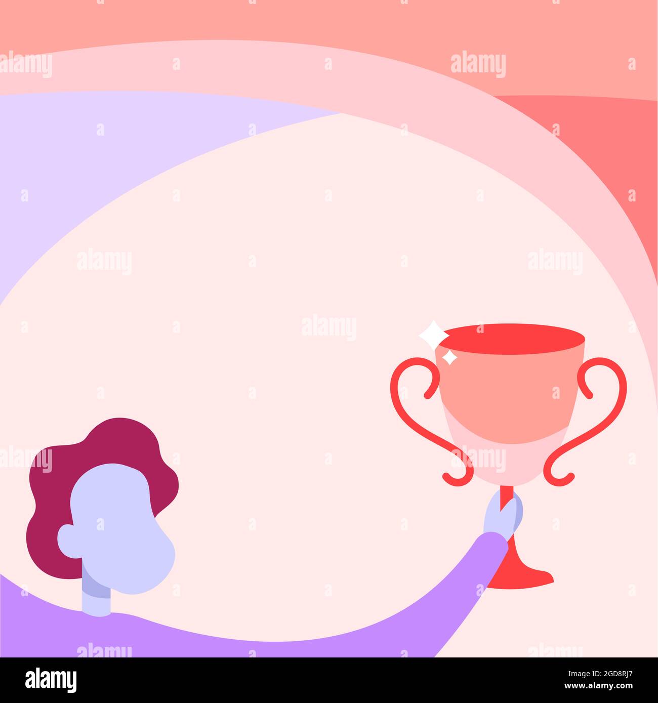 Man Drawing Holding Trophy Cup High Celebrating Victory. Gentleman ...