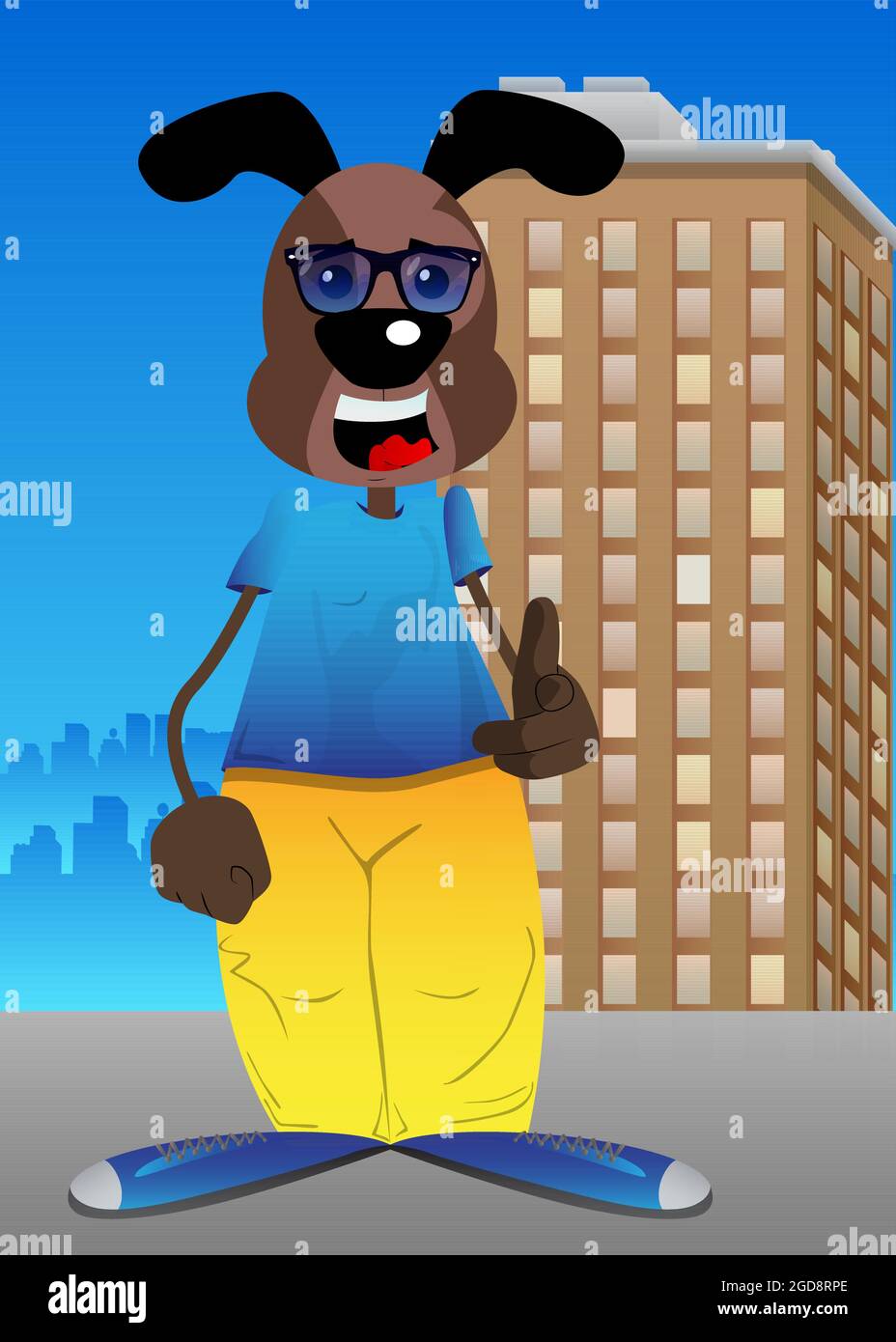 Funny cartoon dog pointing at the viewer with his hand. Vector ...