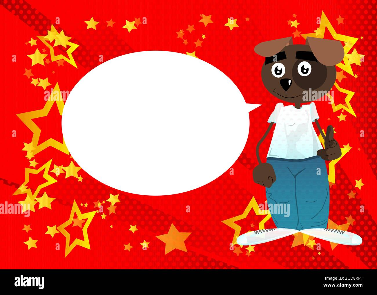 Funny cartoon dog pointing at the viewer with his hand. Vector ...