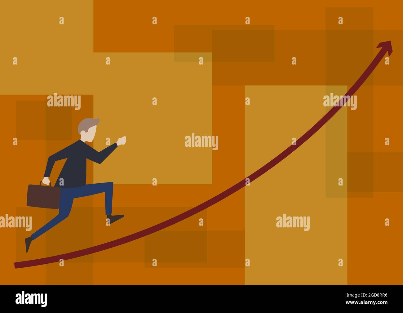 Businessman Drawing Running Upward Holding Briefcase With Arrow ...