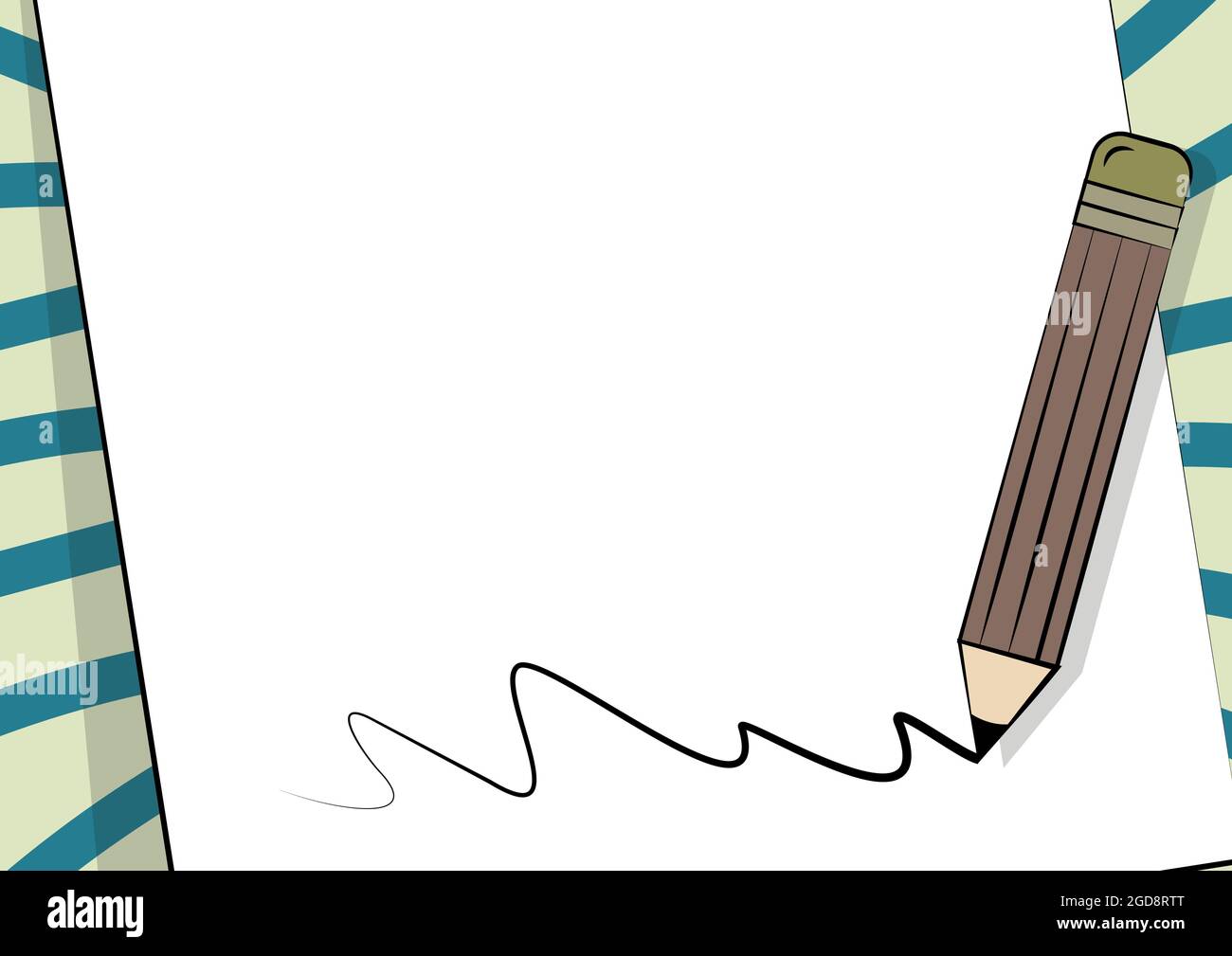 Pencil Drawing On Top Of Sheet Of Paper Scribble Drawing Line. Pen With ...