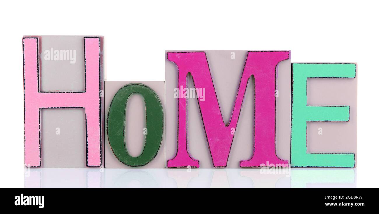 Decorative letters forming word HOME isolated on white Stock Photo - Alamy