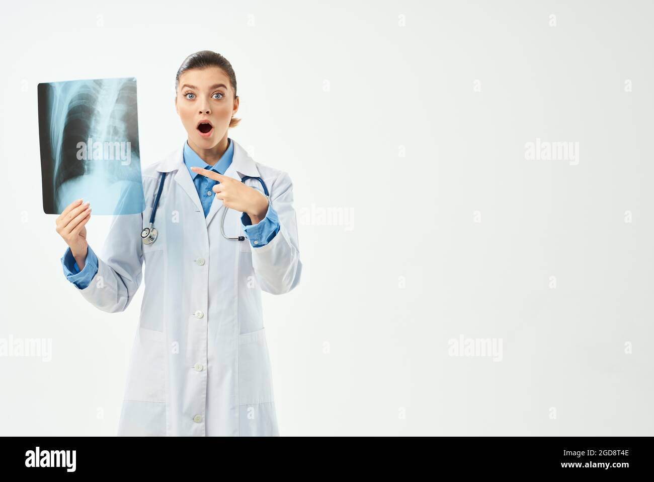 emotional radiologist x-ray hospital light background Stock Photo - Alamy