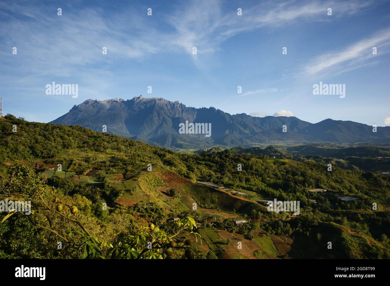 Scenic view over the foothills on Mount Kinabalu, Sabah, Borneo Stock ...
