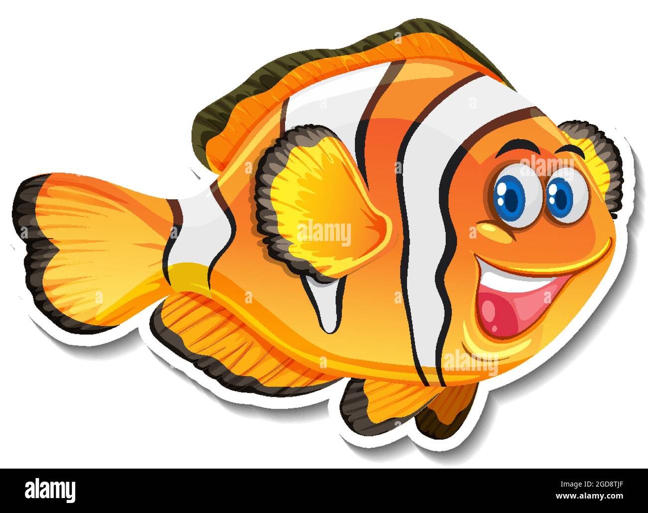 Cute clownfish cartoon character sticker illustration Stock Vector ...