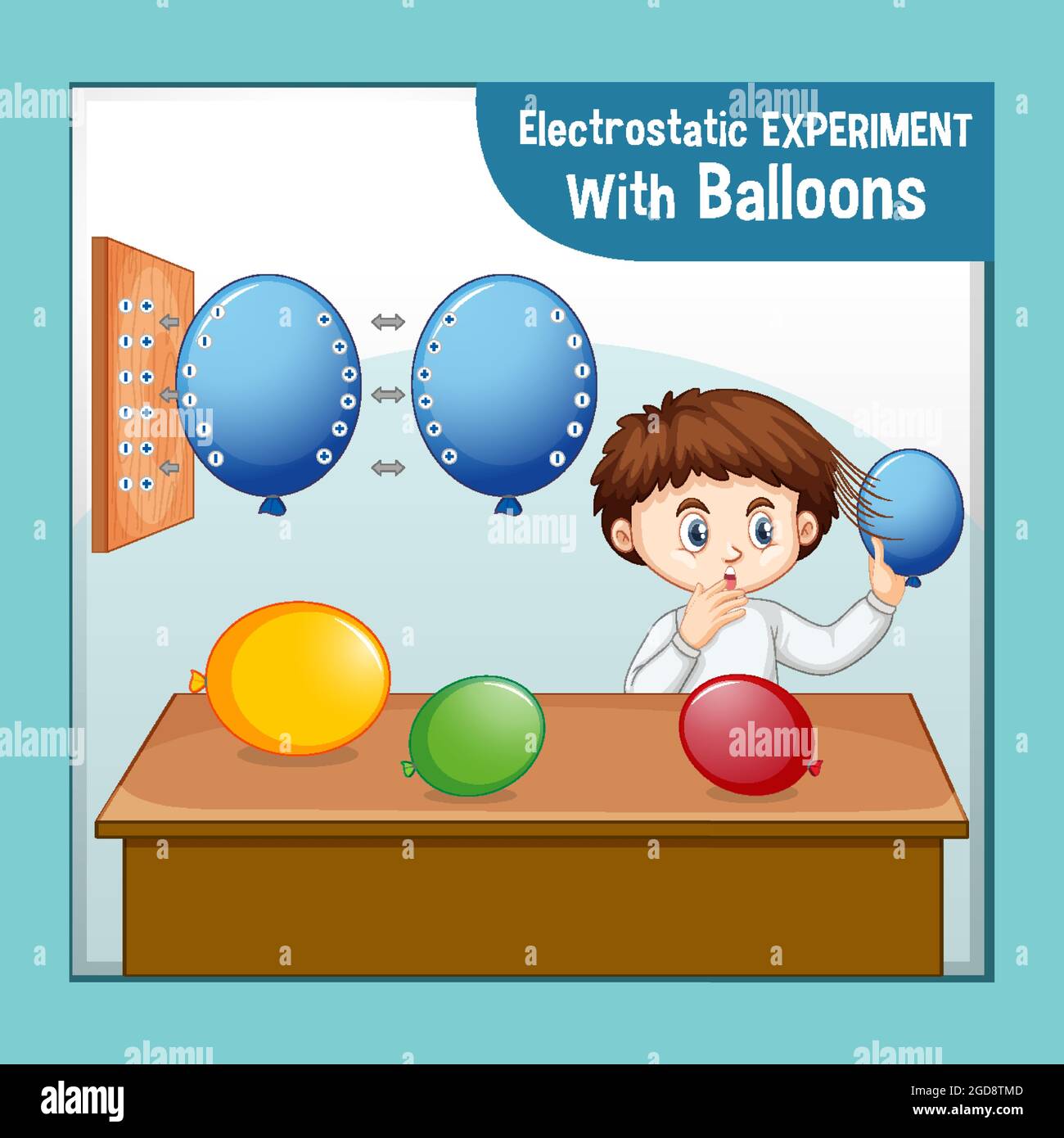 Electrostatic science experiment with scientist boy illustration Stock ... Electrostatic science experiment with scientist boy illustration Stock ...