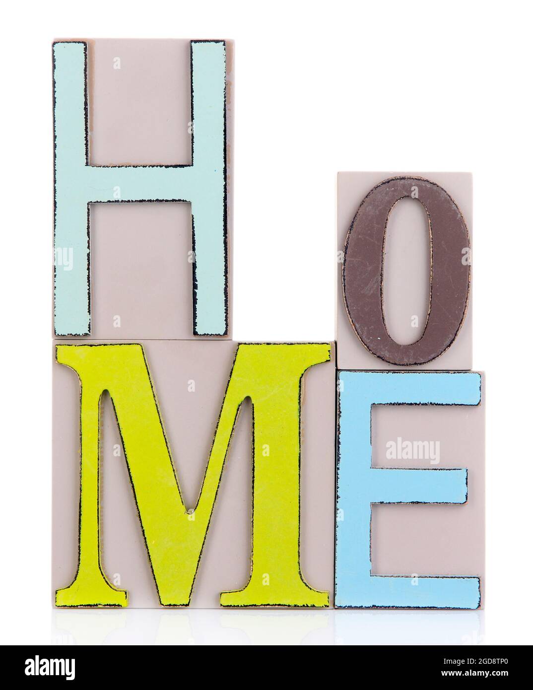 Decorative letters forming word HOME isolated on white Stock Photo - Alamy