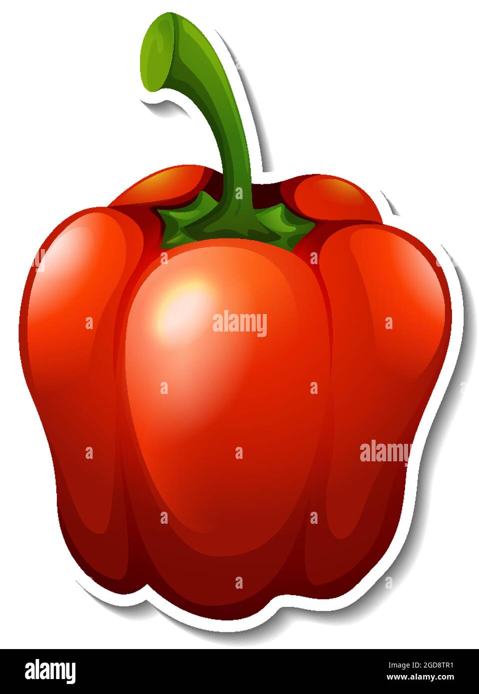 Red capsicum sticker on white background illustration Stock Vector ...
