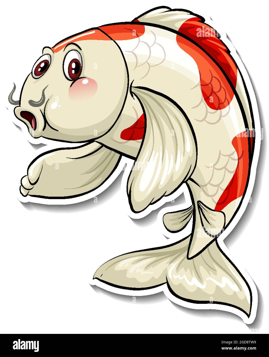 Koi carp fish cartoon sticker illustration Stock Vector Image & Art - Alamy