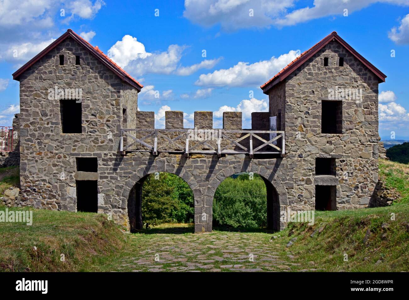 The reconstructed 'Porta Praetoria' seen from inside of the Porolissum ...