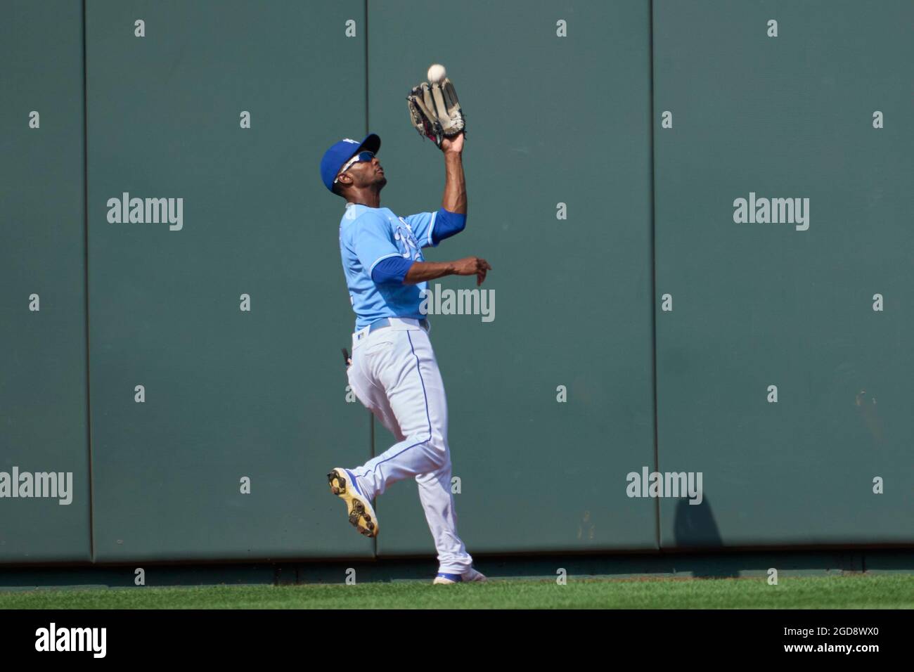 August 11 2021: Kansas City center fielder Michael A. Taylor (2) makes ...