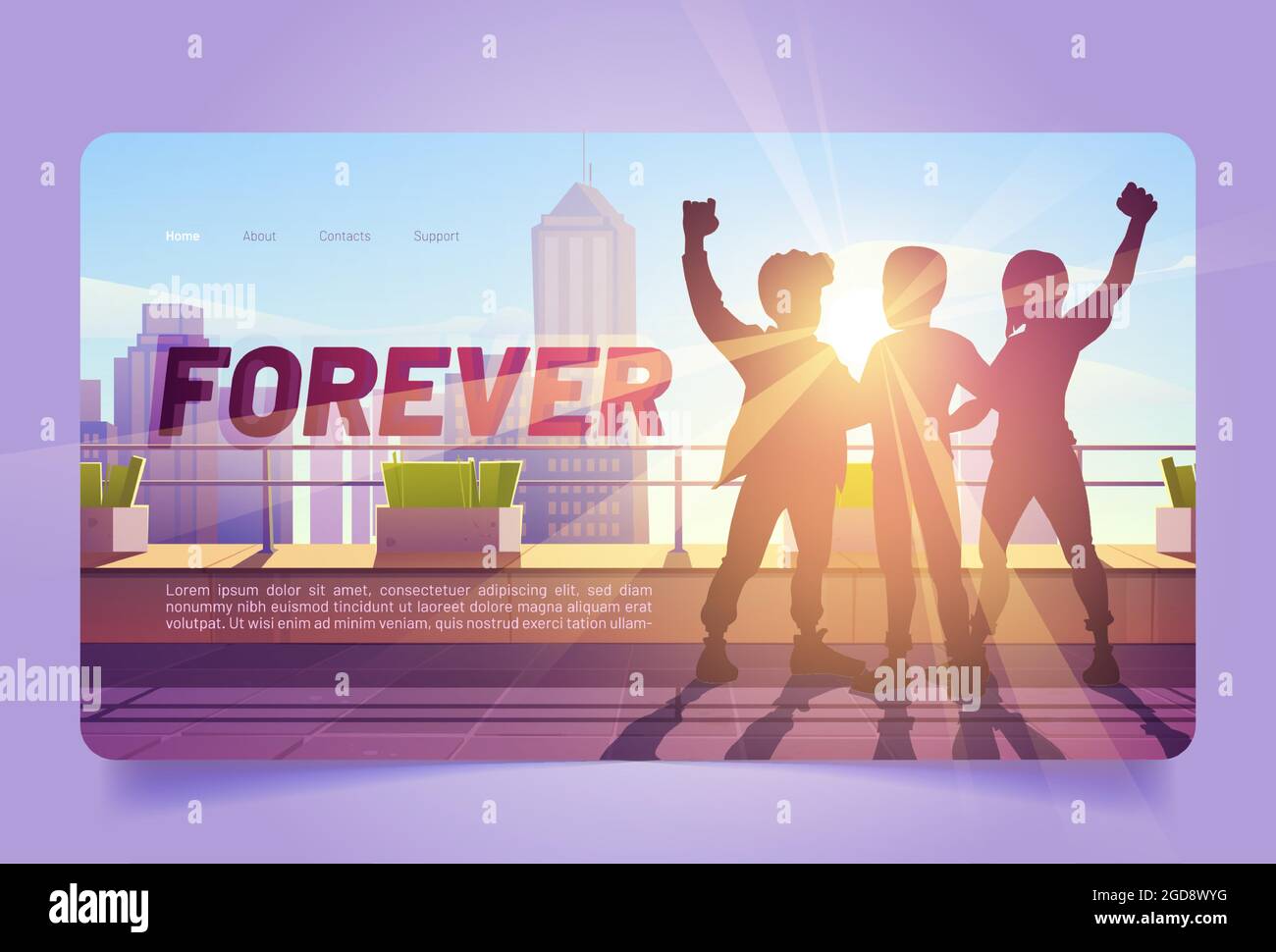 Forever cartoon landing page. Best friends hug Stock Vector Image & Art ...