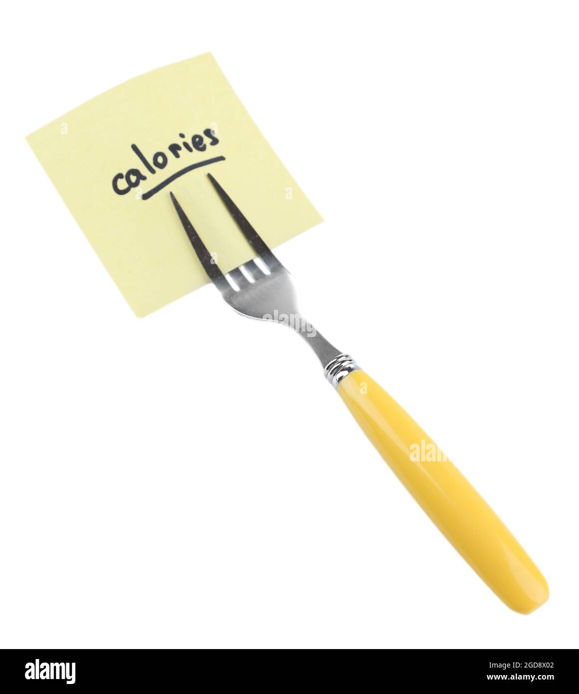 Note paper with message attached to fork, isolated on white Stock Photo ...