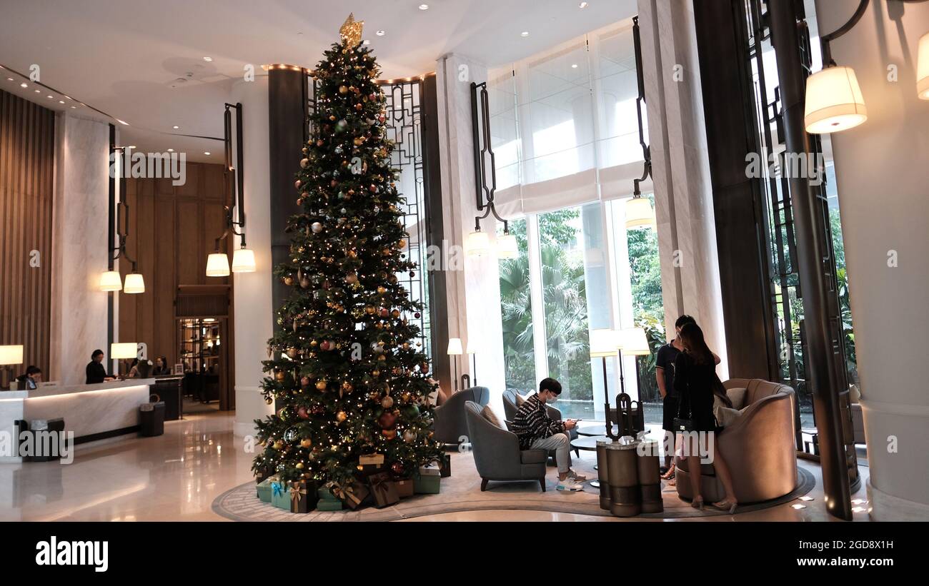 Christmas Tree Bangkok Marriott Hotel Sukhumvit Thailand Stock Photo ...