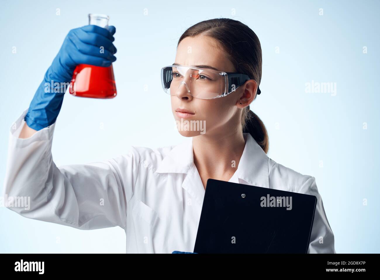 female laboratory assistant medicine diagnostics research biotechnology ...