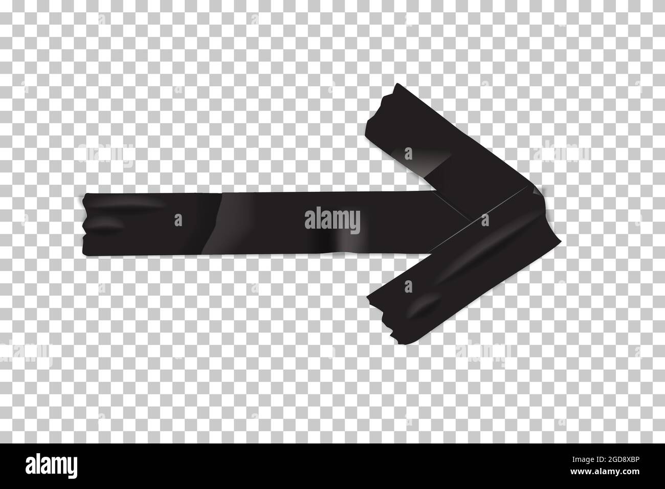 Arrow made of pieces of black adhesive tape isolated on transparent ...