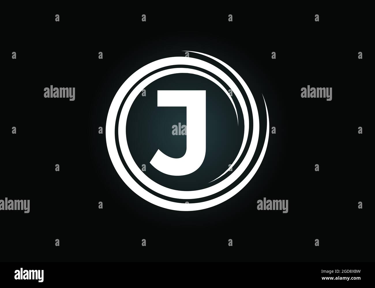 Initial J monogram alphabet in the spiral. Swirl spiral infinity logo ...