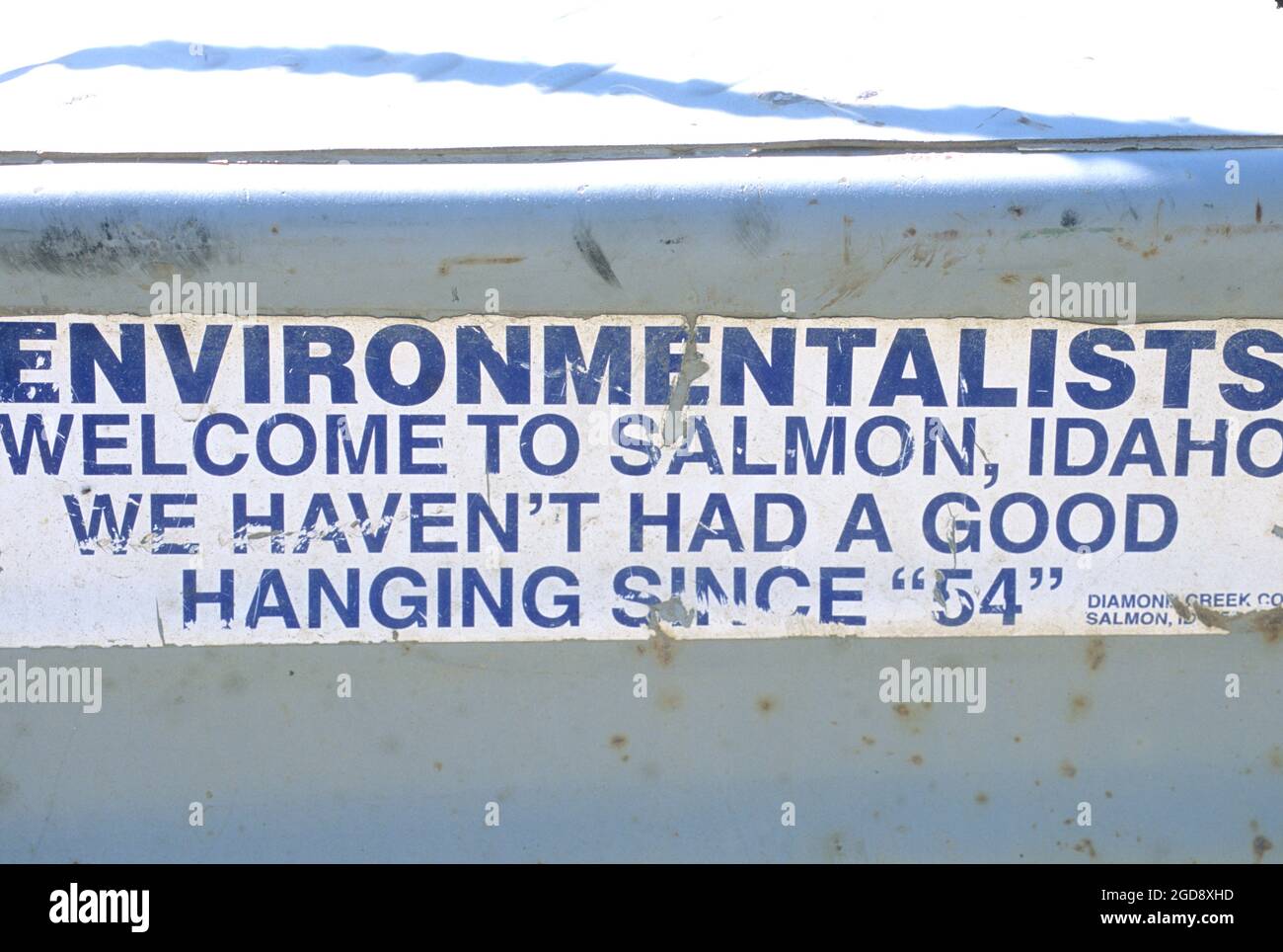 Anti-environmentalist bumper sticker on a truck in Idaho Stock Photo ...