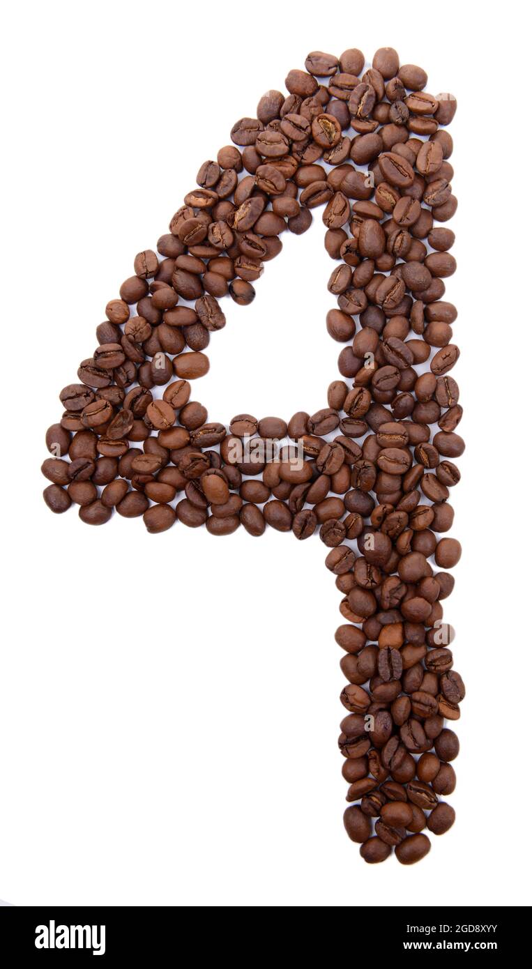 Number from coffee beans isolated on white Stock Photo - Alamy