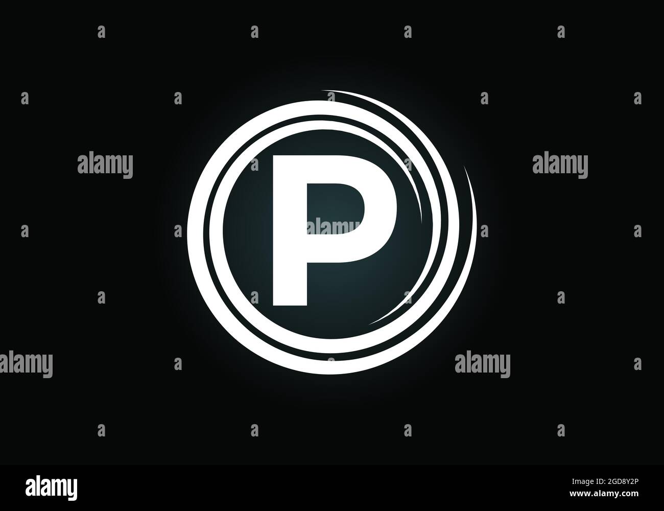 Initial P monogram alphabet in the spiral. Swirl spiral infinity logo ...