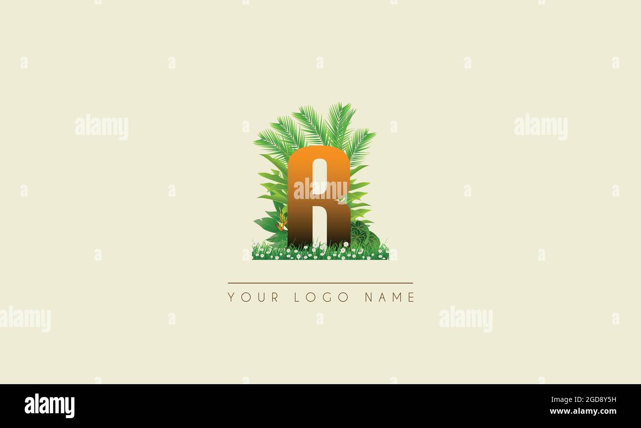 Initial Letter R Exotic Summer tropical Palm leaves refreshing Beach ...