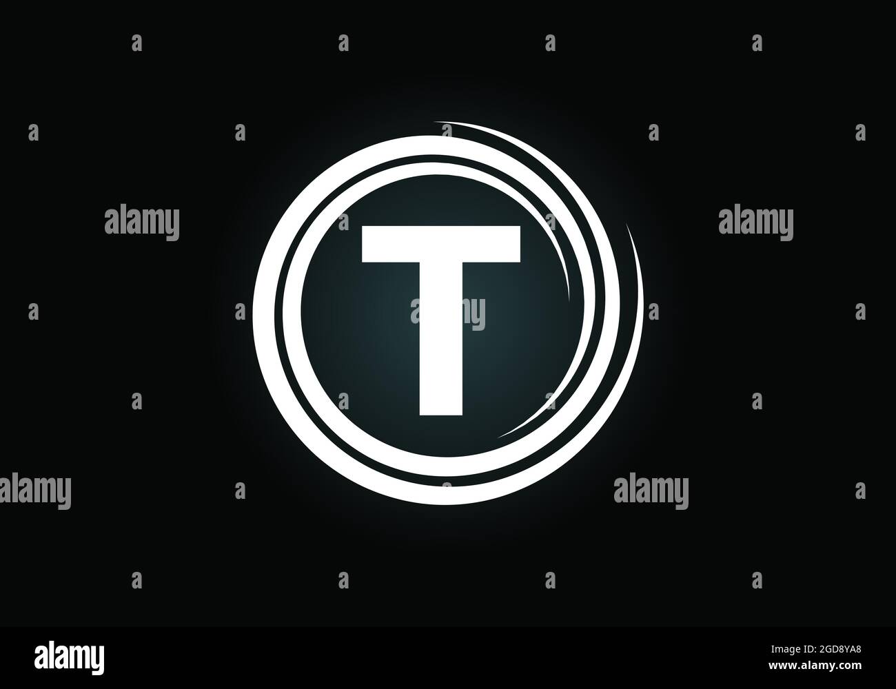 Initial T monogram alphabet in the spiral. Swirl spiral infinity logo ...