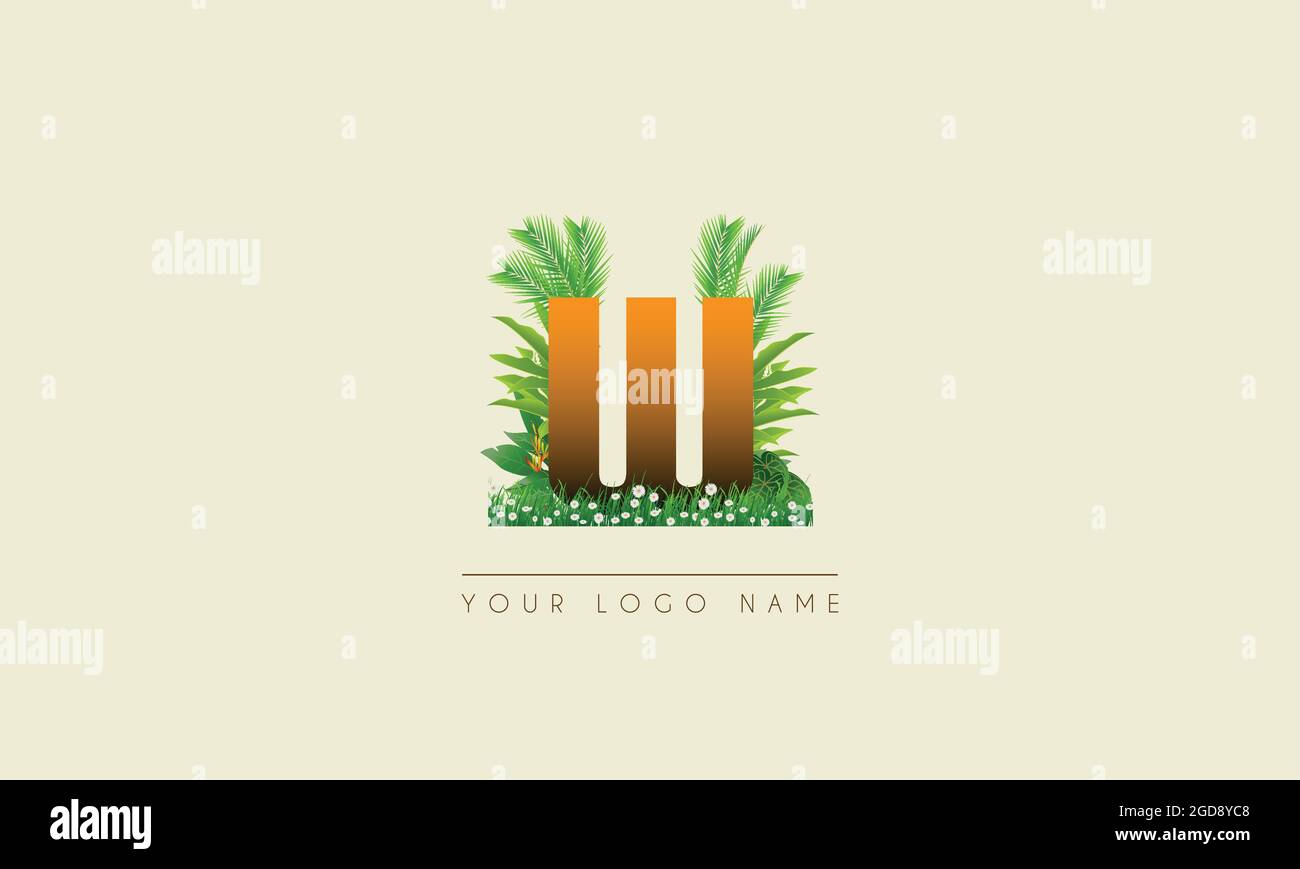 Initial Letter W Exotic Summer tropical Palm leaves refreshing Beach ...