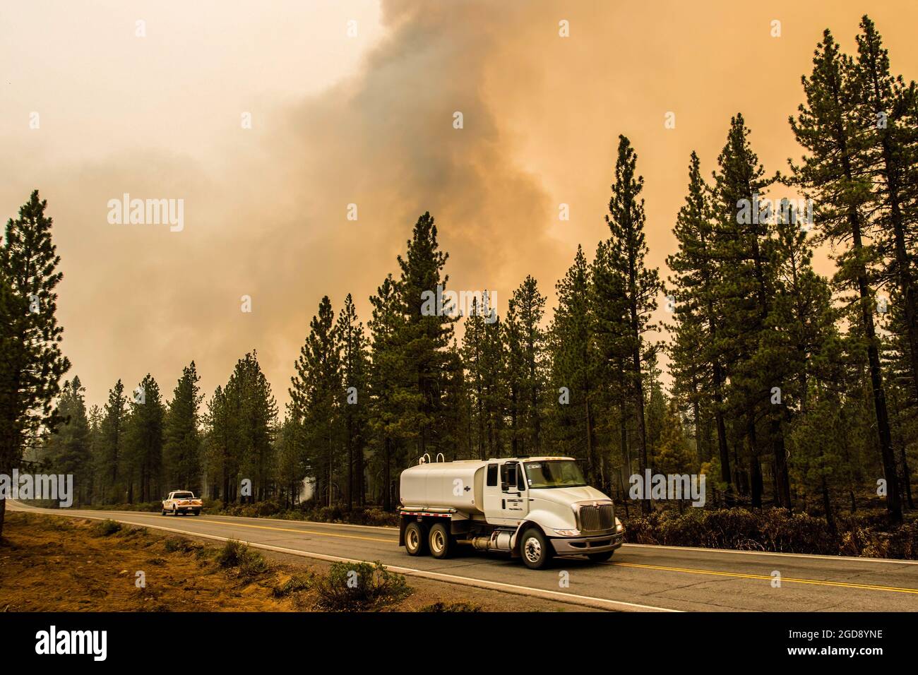 View of smoke from the Dixie fire. The Dixie fire continues to burn in ...