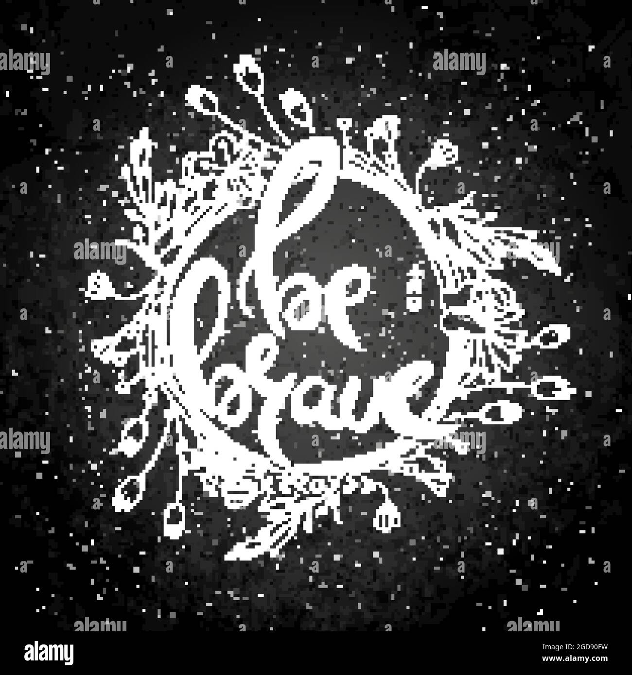 Be Brave. Hand lettering grunge card with flower background ...