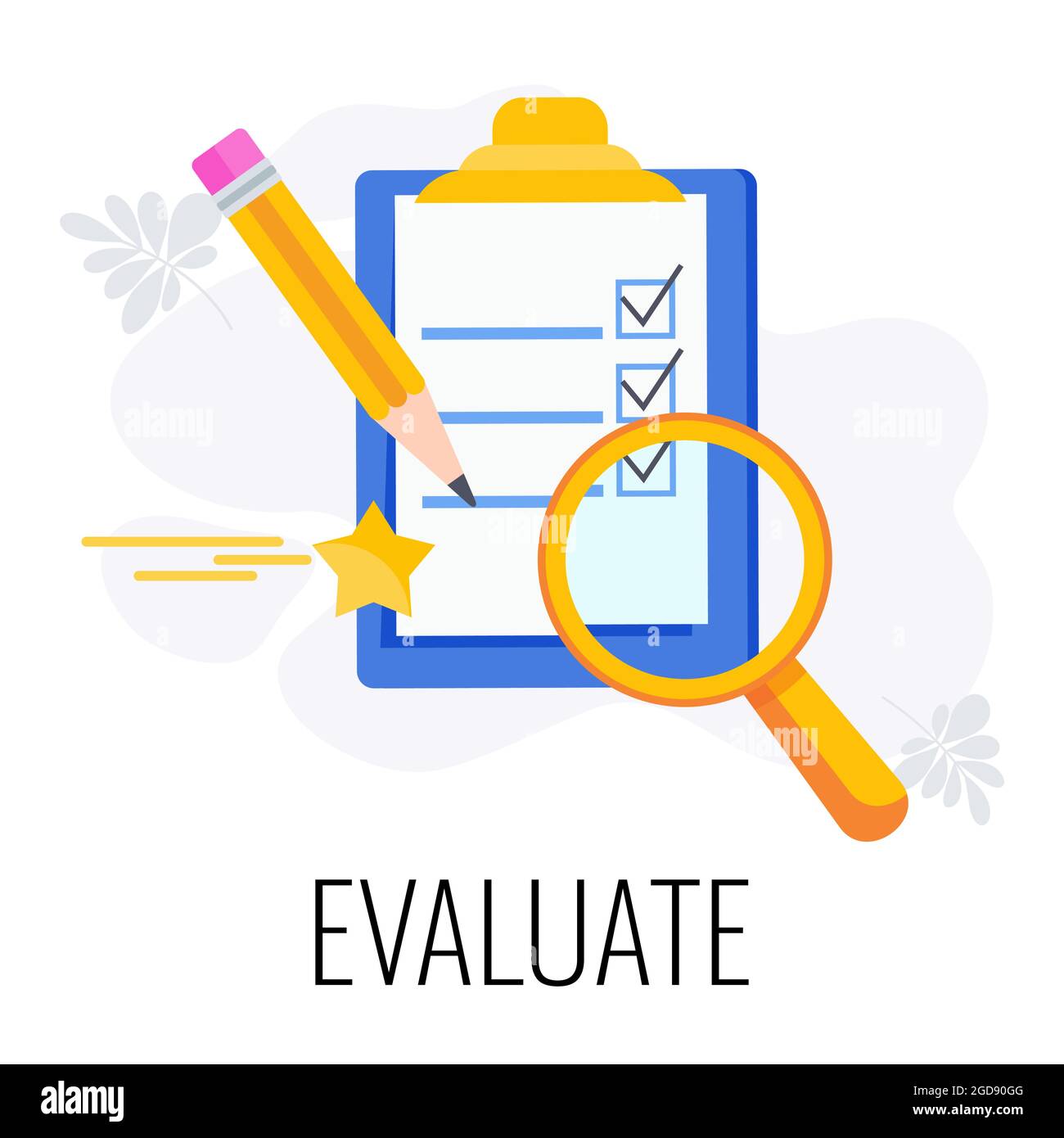 Evaluate icon. Mission, vision, plan and analysis Stock Vector Image ...