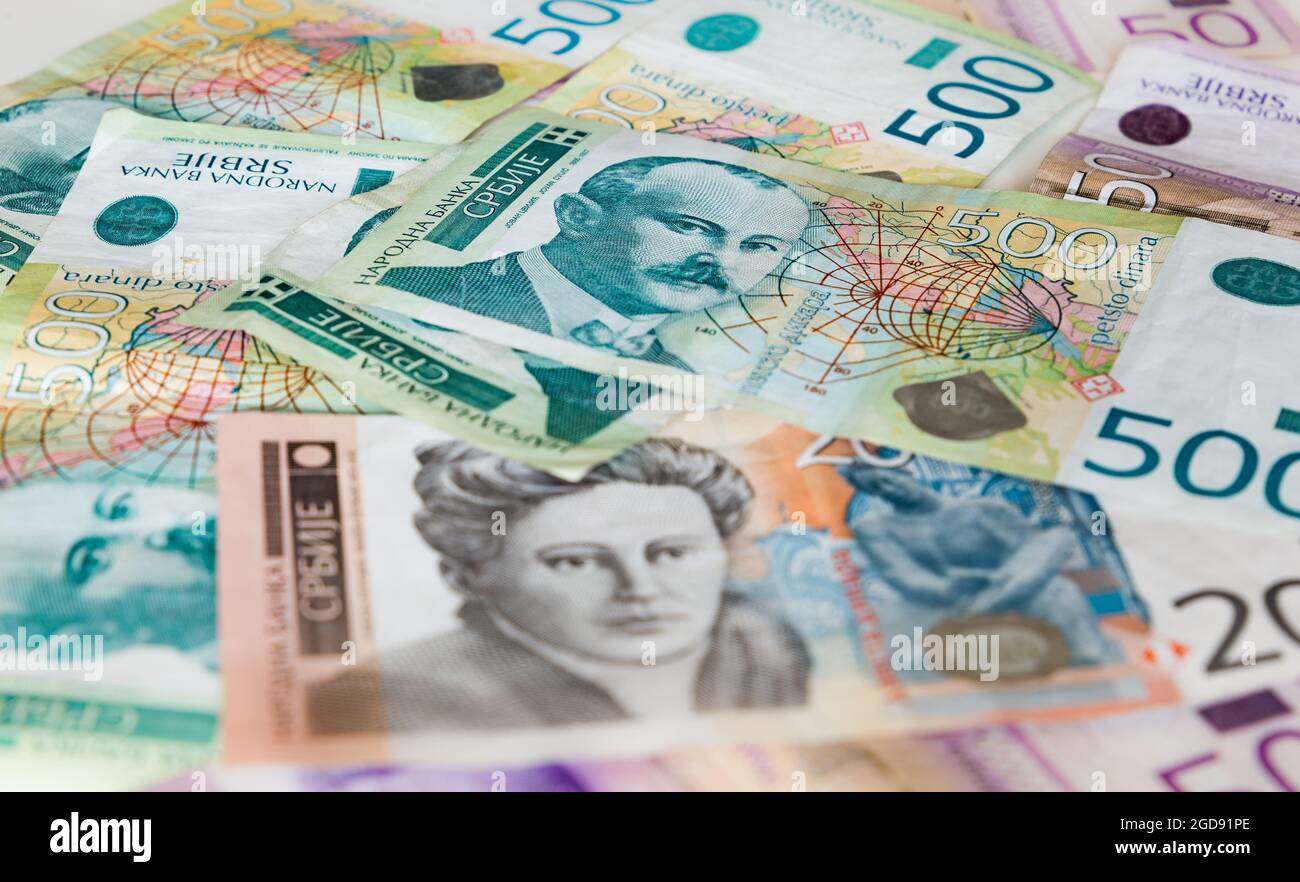 Serbian dinars banknotes. Currency cash money Stock Photo - Alamy