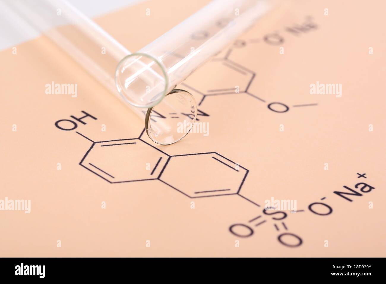 Test tube and reaction formula, close-up Stock Photo - Alamy
