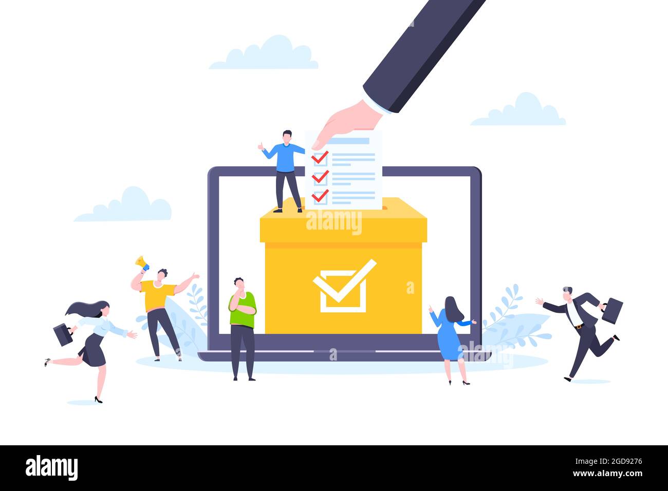 Online voting concept flat style design vector illustration. Tiny ...