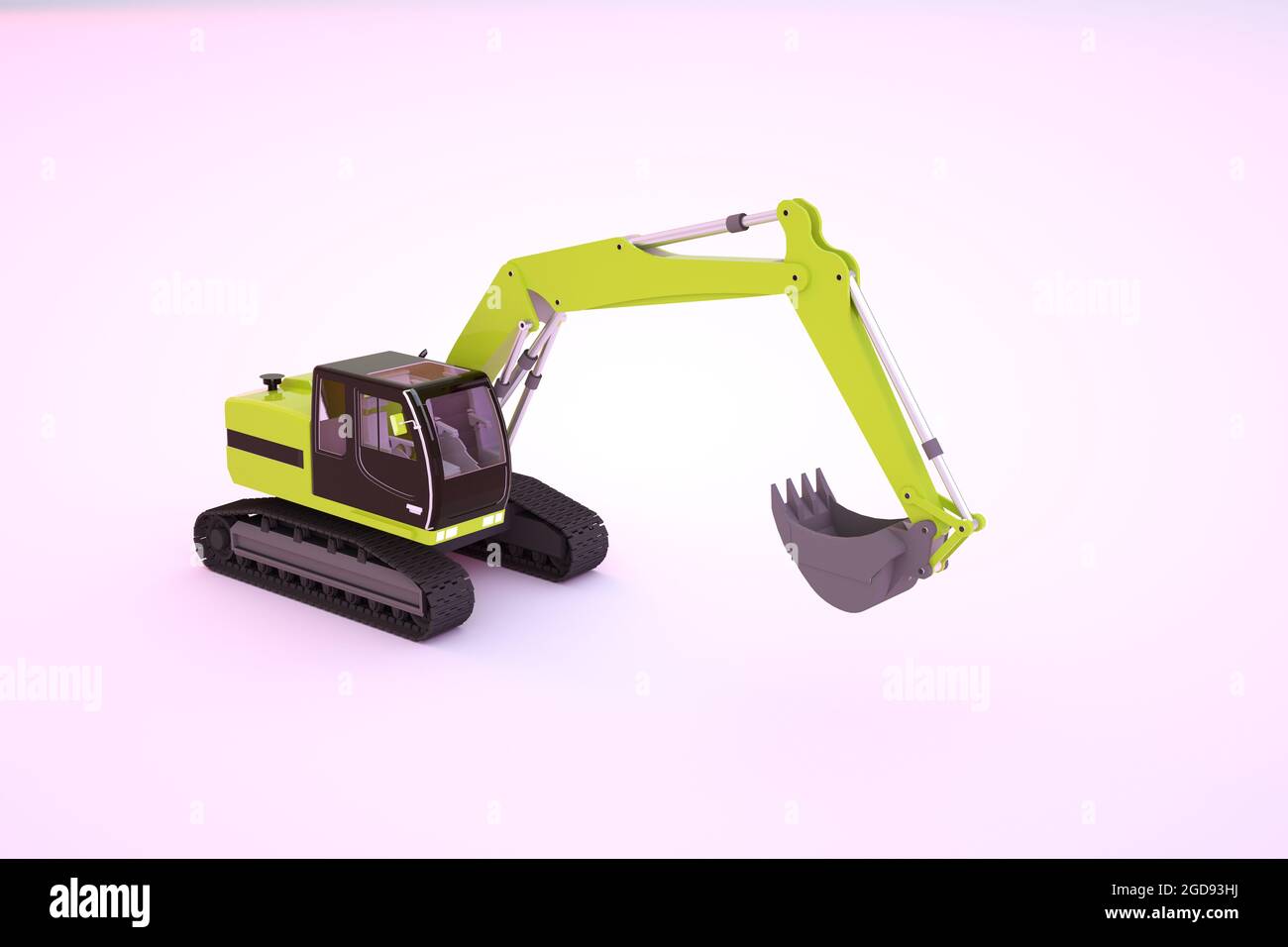 3d graphic model of a yellow construction machine with a bucket. Yellow ...