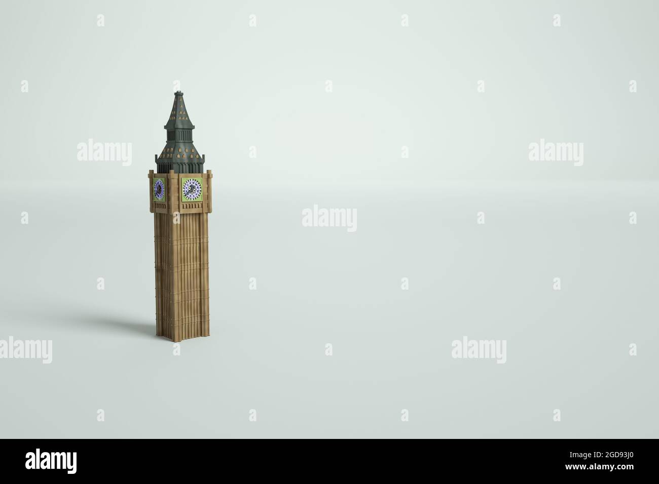 3d model of the Big Ben clock tower on a white isolated background. 3D ...