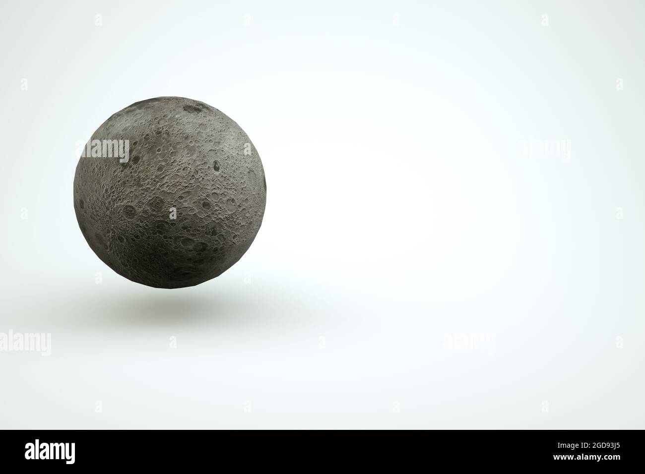 3D model of a large sphere, a full gray moon on a white isolated ...
