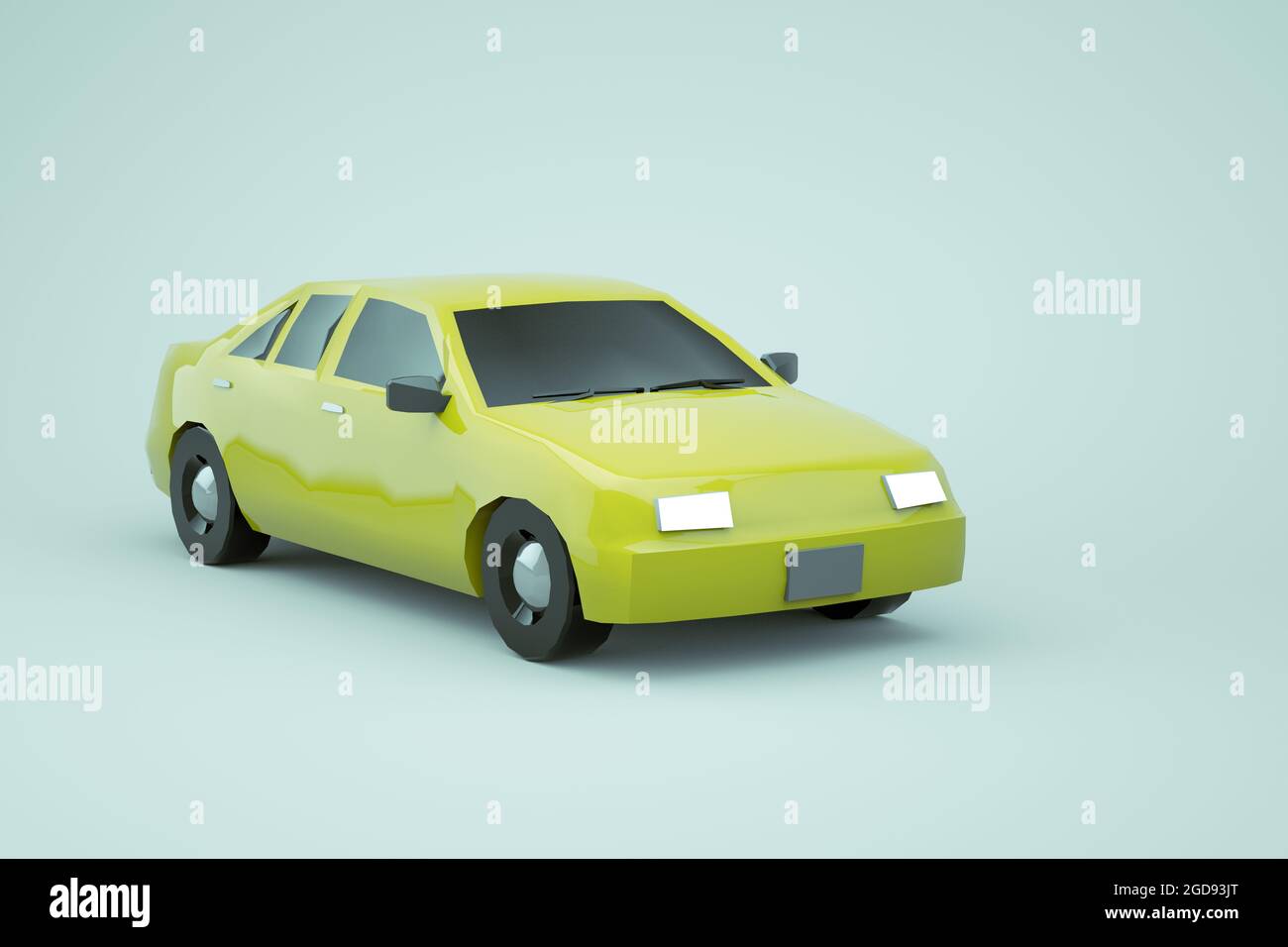 3d model of a yellow car on a white isolated background. Ordinary ...
