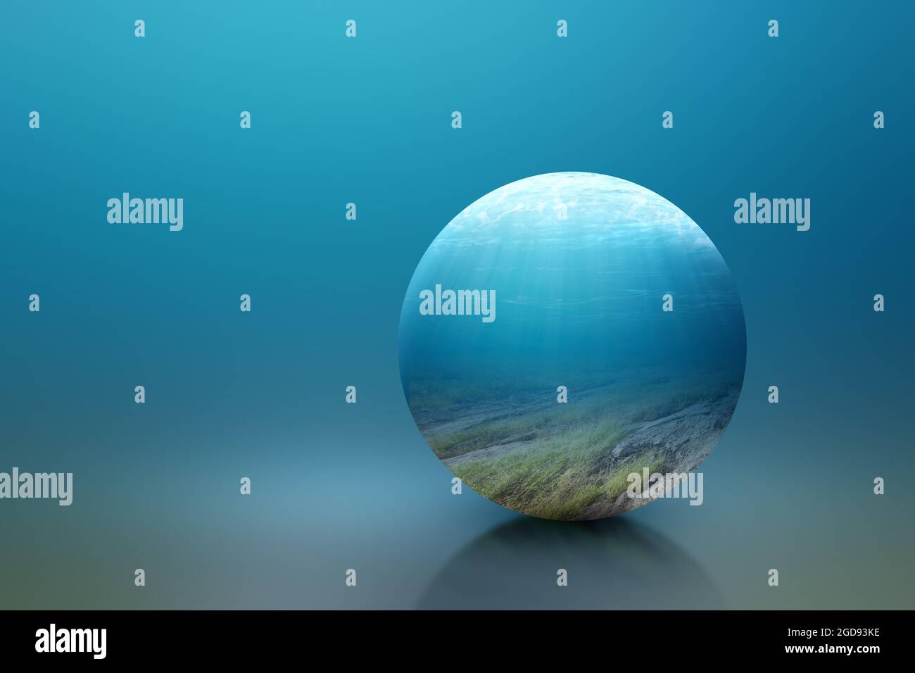 Underwater view of blue water on the ocean. Environment concept Stock ...
