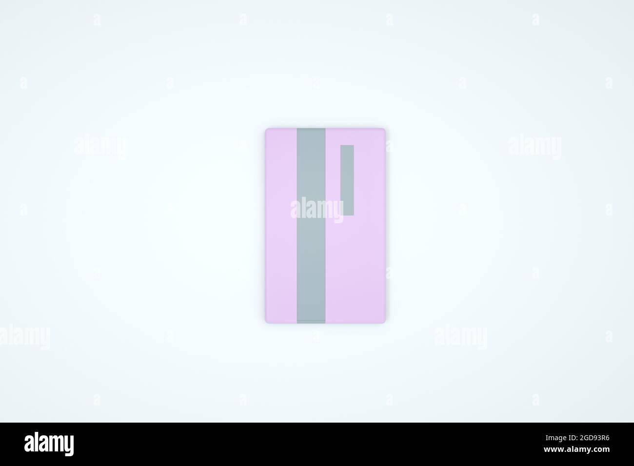 Illustration of a bank card on a white isolated background. Pink bank ...