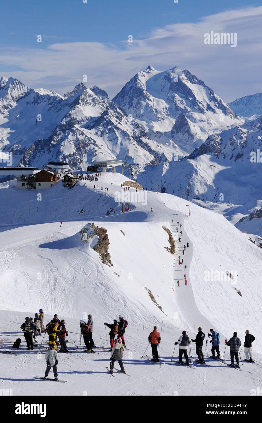 FRANCE, SAVOIE (73) TARENTAISE VALLEY, TROIS VALLEES SKIING AREA ...