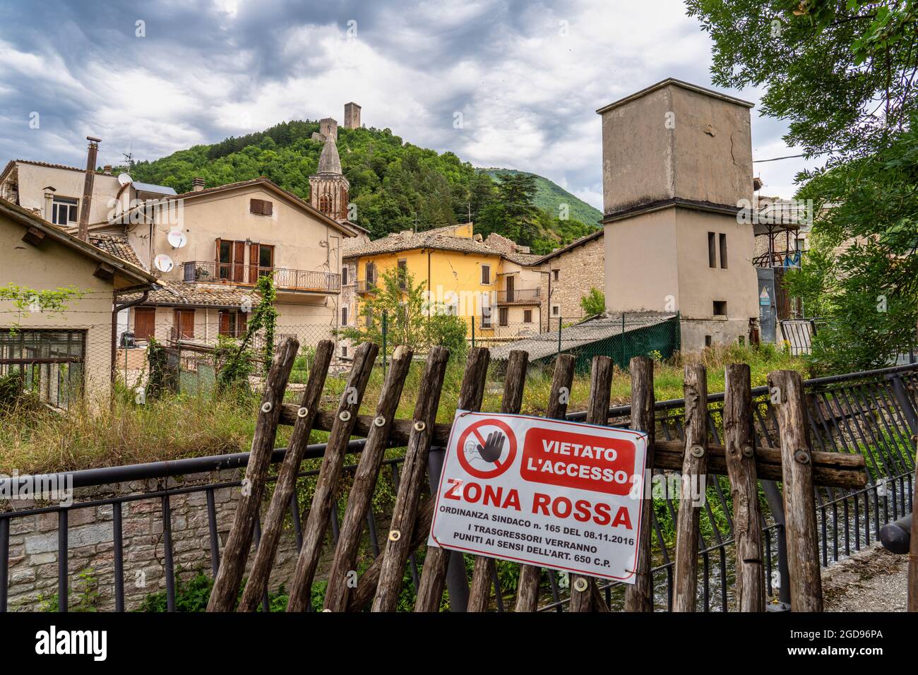 The historic center of Visso city at July 2020 after the earthquake of ...